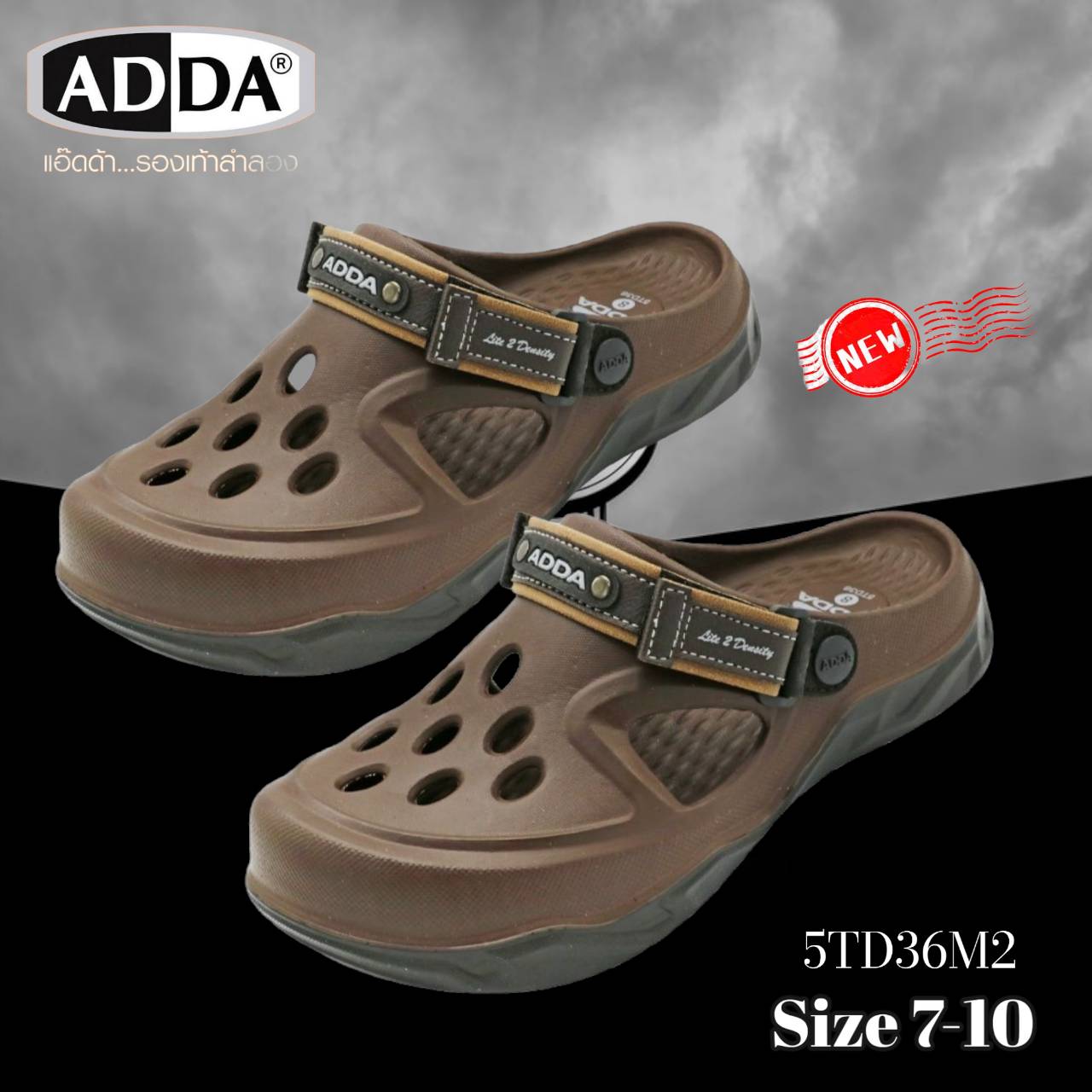 ADDA Lite 2 Densityแบบสวมหัวโต รองเท้าหัวโตชาย รุ่น 5TD36-M2 (ไซส์ 7-10 ...