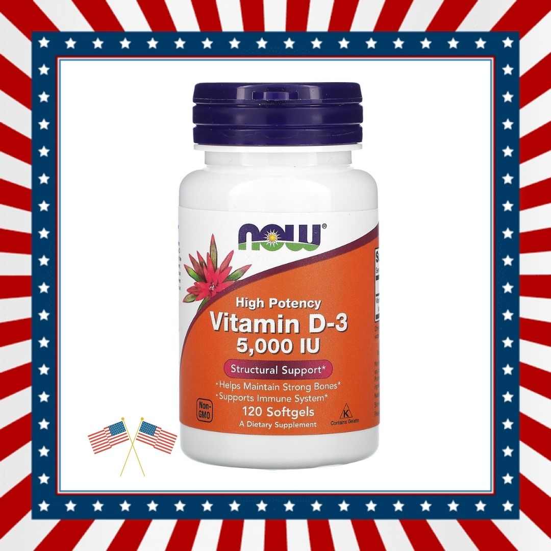 [exp.2025]วิตามินดี Now Foods, High Potency Vitamin D-3, 125 mcg (5,000 IU), 120 Softgels ...