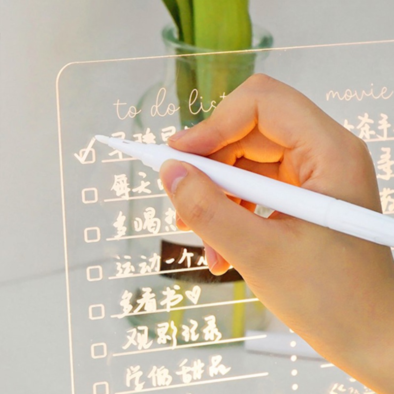 Junjunกระดานข้อความอะครีลิคใส LED กระดานใส กระดานเขียนเรืองแสง โคมไฟข้างเตียง USB ค่าใช้จ่าย ไฟ ...