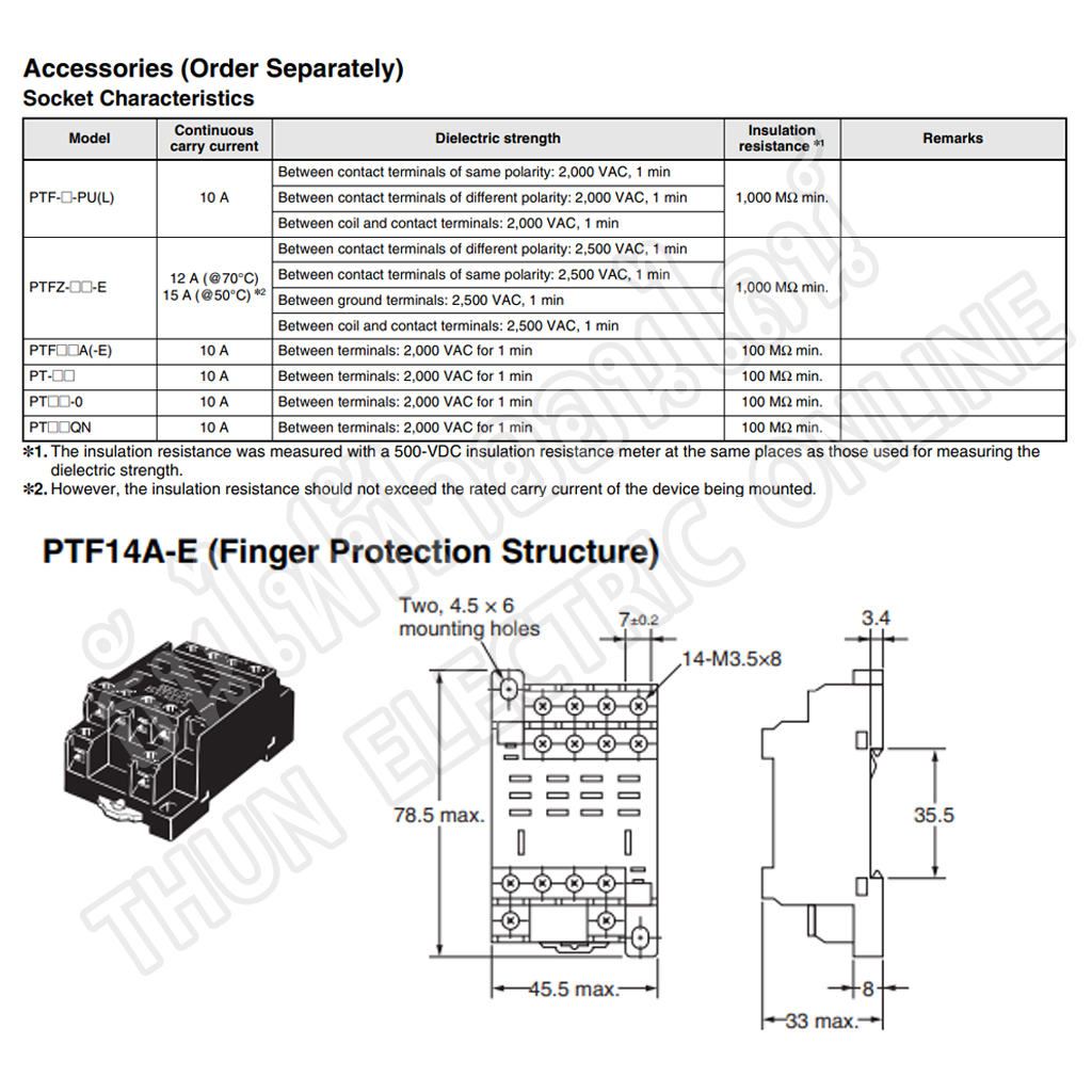 Omron PTF14AE (สำหรับ LY4) Socket ซอกเก็ต สำหรับรีเลย์ ธันไฟฟ้า - ธัน ...