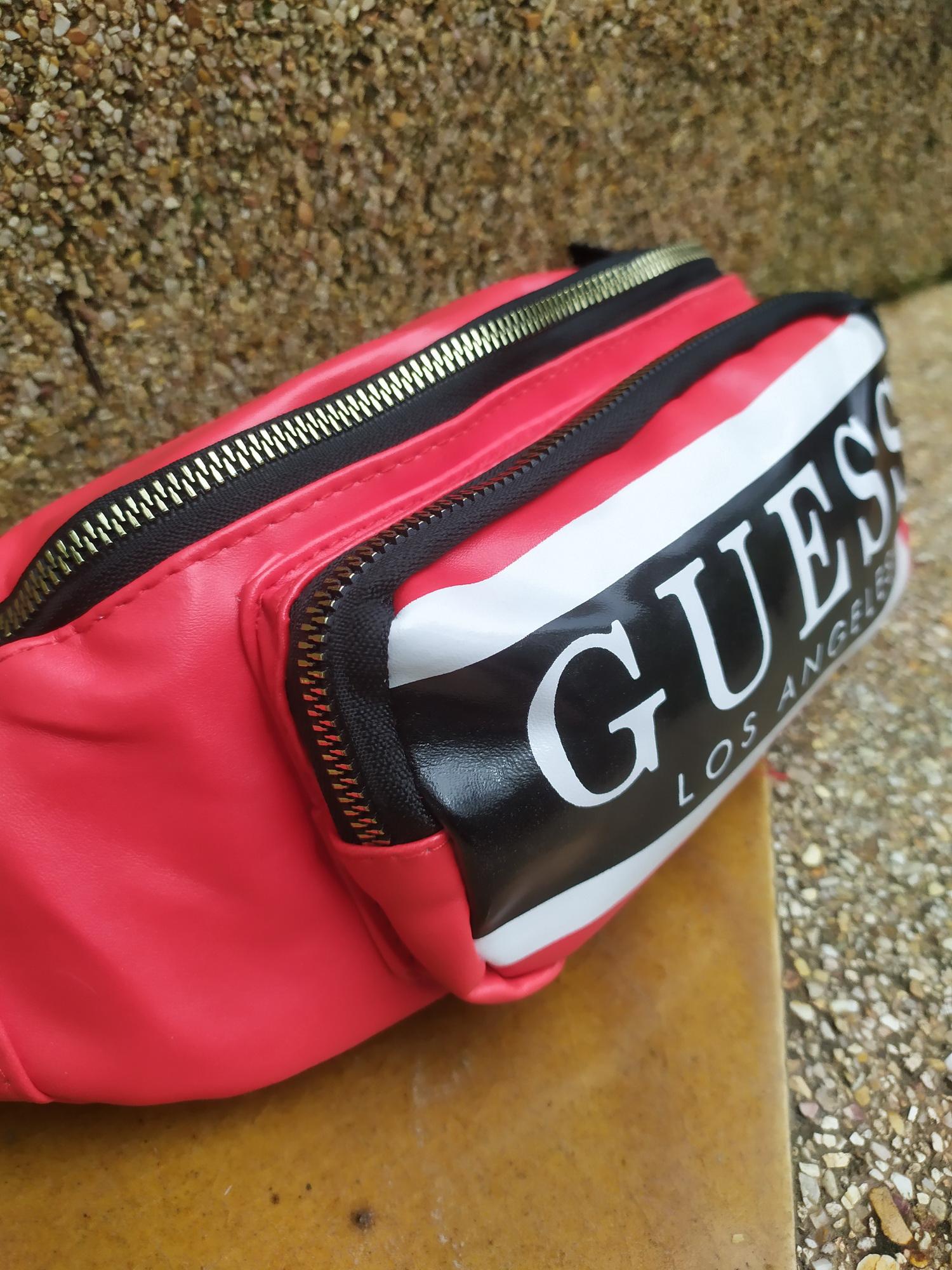 กระเป๋าแฟชั่น Guess สีแดง คาดอกรุนใหม่ Marisoll Gym Logo Fanny Pack ...