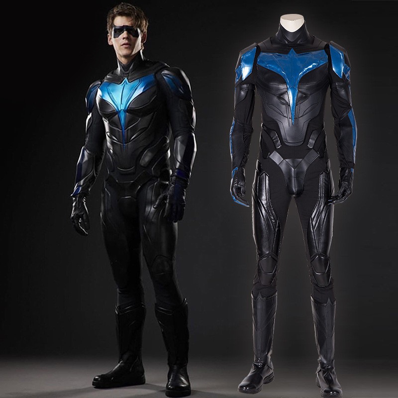 Superhero DC Titan Season One Nightwing cos suit PU leather performance ...