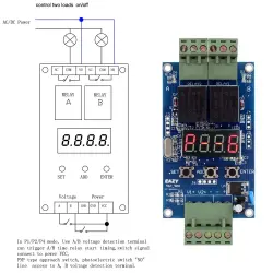 12V Dual Programmable Relay PLC Board Cycle Delay Timer Module 2 Voltage Detection Control ...