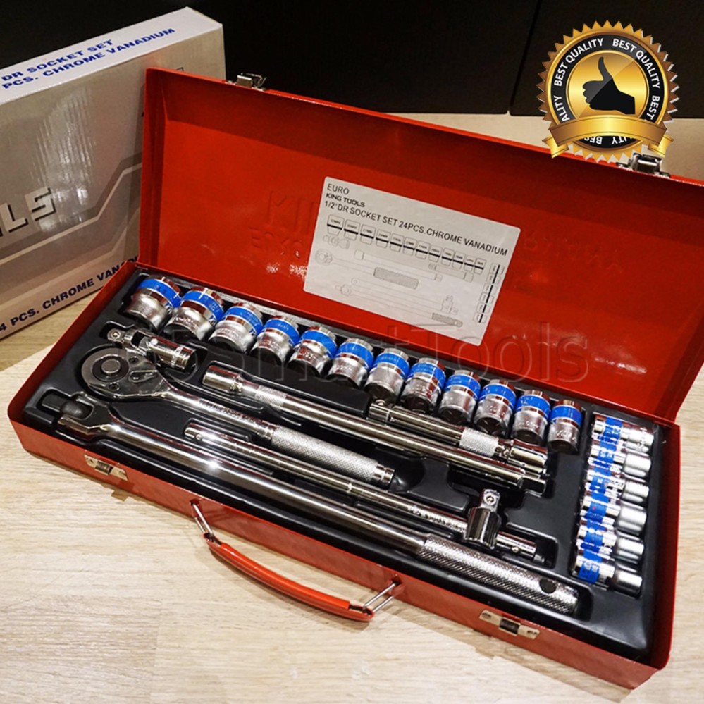 EURO KING TOOLS ชุดเครื่องมือ ประแจ ชุดบล็อก 24 ชิ้น ขนาด 1/2 (4หุน ...