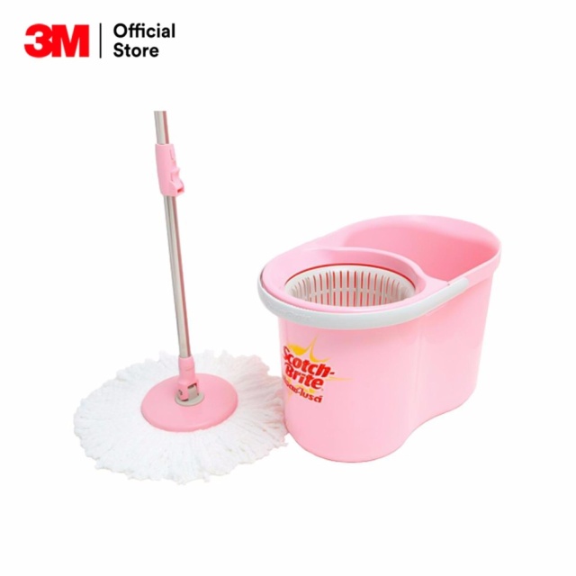 ราคา 3M Scotch-Brite® Microfiber Spin Mop Pink Bucket Removable Basket ...