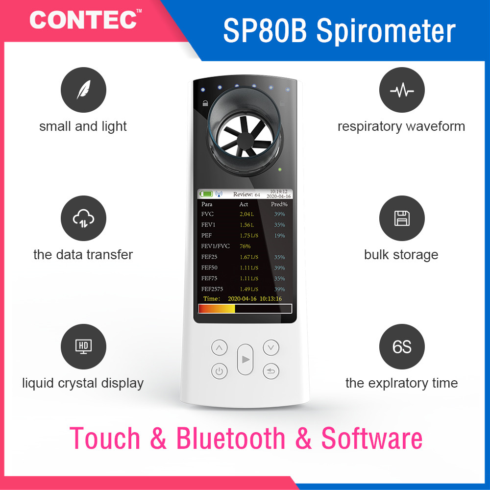 CONTEC SP80B Color lcd Digital Pulmonary Spirometer multi-parameter ...