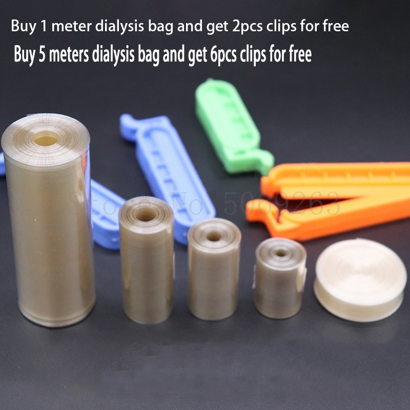 1 or 5 Meters Laboratory MW1000 Regenerated Cellulose Dialysis Bag ...