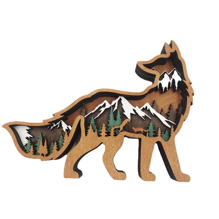 Wooden Ornament Decorative Cute Animal Family Wood Statue Wooden ...