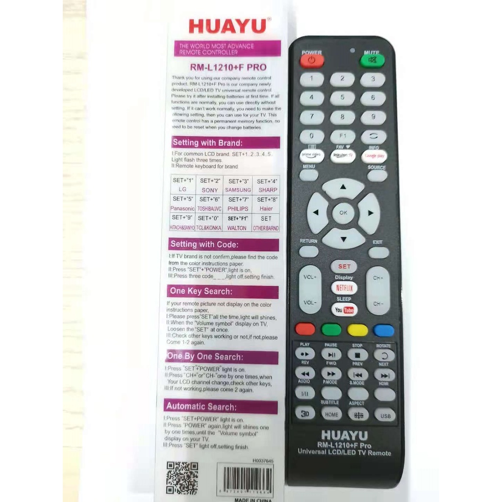 Huayu RM-L1107 X RM-L1210 RM-L1388 RM-L1098+X UNVERSUAL ALL brand รีโมทคอนลสมาร์ททีวีอเนกประสงค์ ...