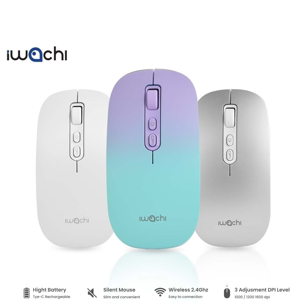 เมาส์ไร้สาย IWACHI i5 เมาส์ไร้สาย ปุ่มกดไร้เสียง ปรับDPIได้3ระดับ ชาร์จ ...