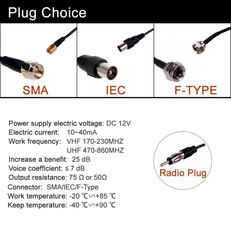 Auto analog digital TV DVB-T TV / DVB-T2 / ATSC / BID FM Radio Antenna ...