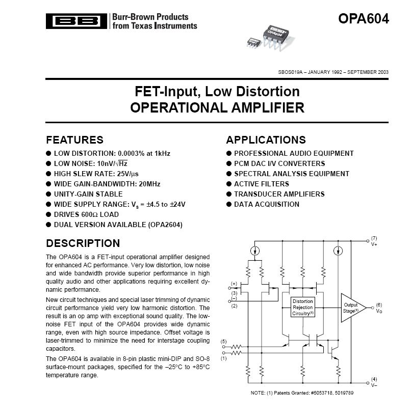OPA604แท้ Texas Instruments 8-Pin PDIP(Genuine100% Made in THAI LAND ...
