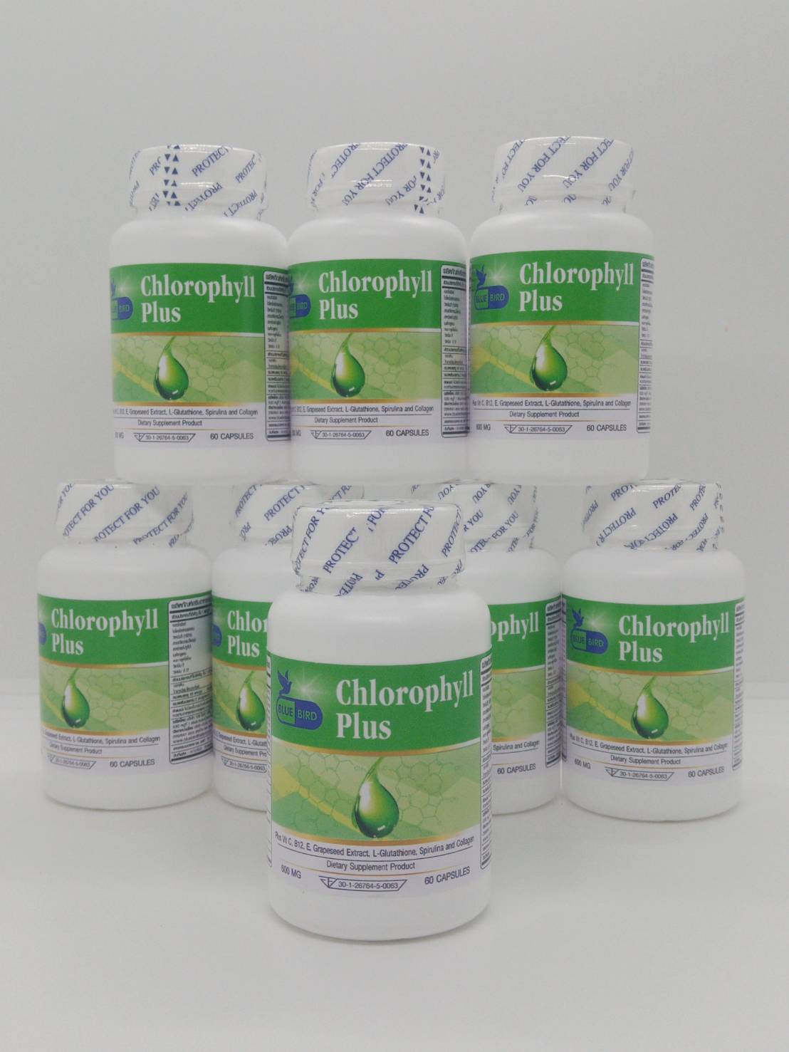 คลอโรฟิลล์ Chlorophyll Plus ขนาด 600 มิลลิกรัม 60 แคปซูล ตราบลูเบิร์ด ...