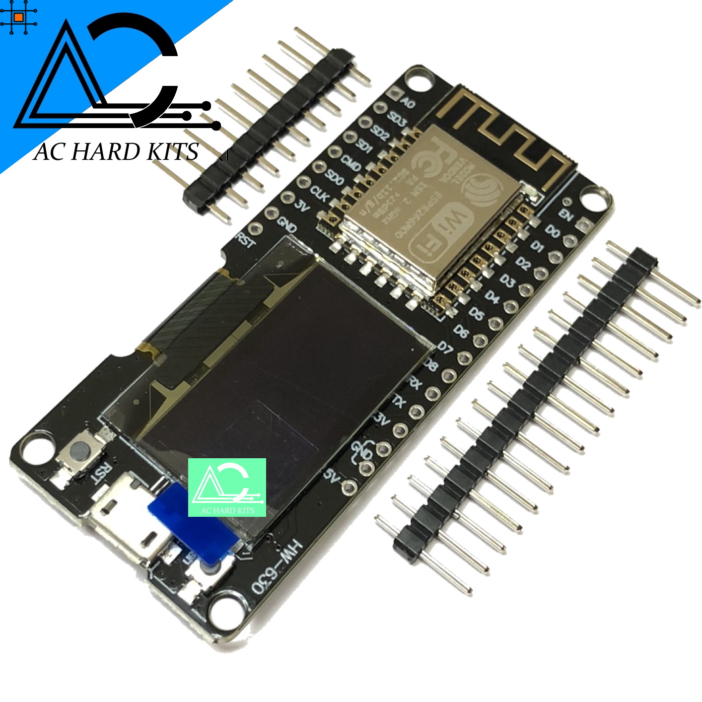 NodeMCU Wemos ESP8266 ESP-12F 0.96 Inch OLED Display CP2102 - AC Hardkits - ThaiPick