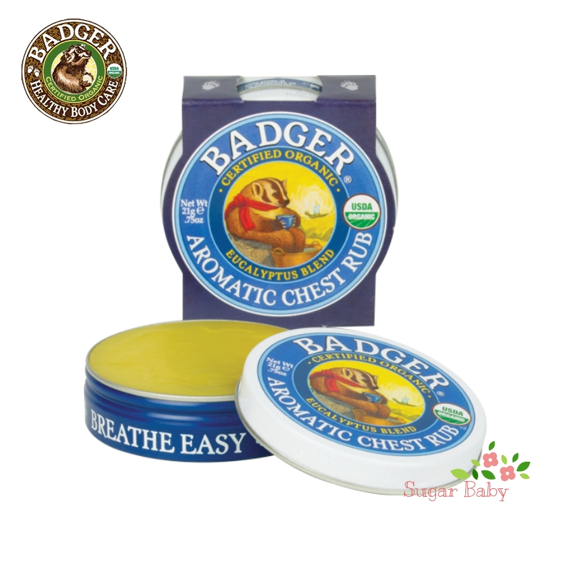 Badger Company Aromatic Chest Rub Eucalyptus Mint (21 g) บาล์มบรรเทาปวด ...