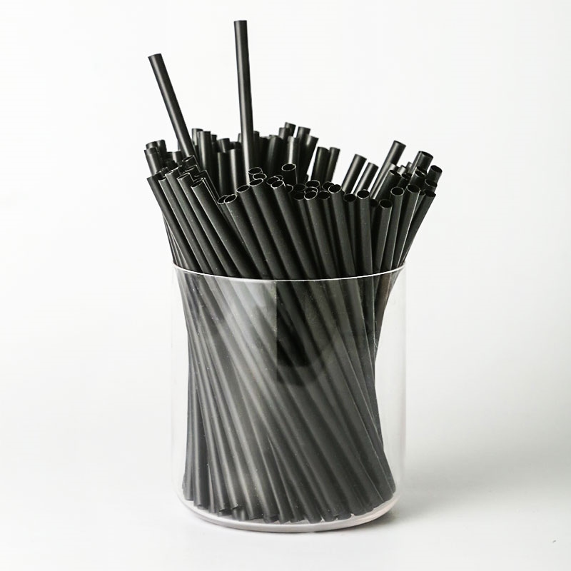 Can wholesale ๑ ♟ 4mm black straw plastic disposable black short bar ...