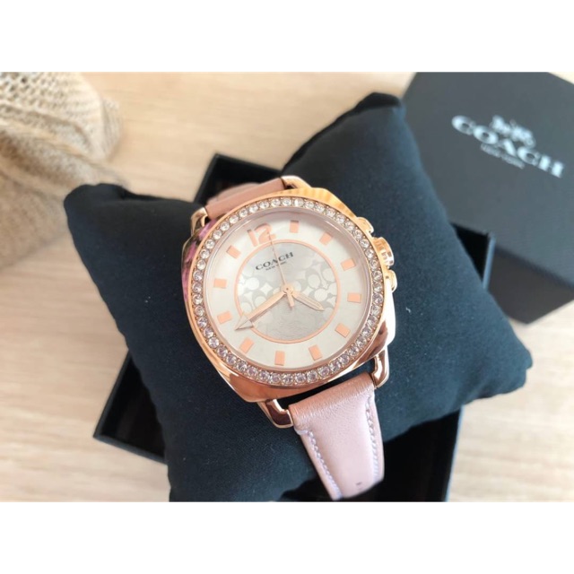 นาฬิกาข้อมือ Coach Womens 14503150 BOYFRIEND Signature Brown Gold Tone ...