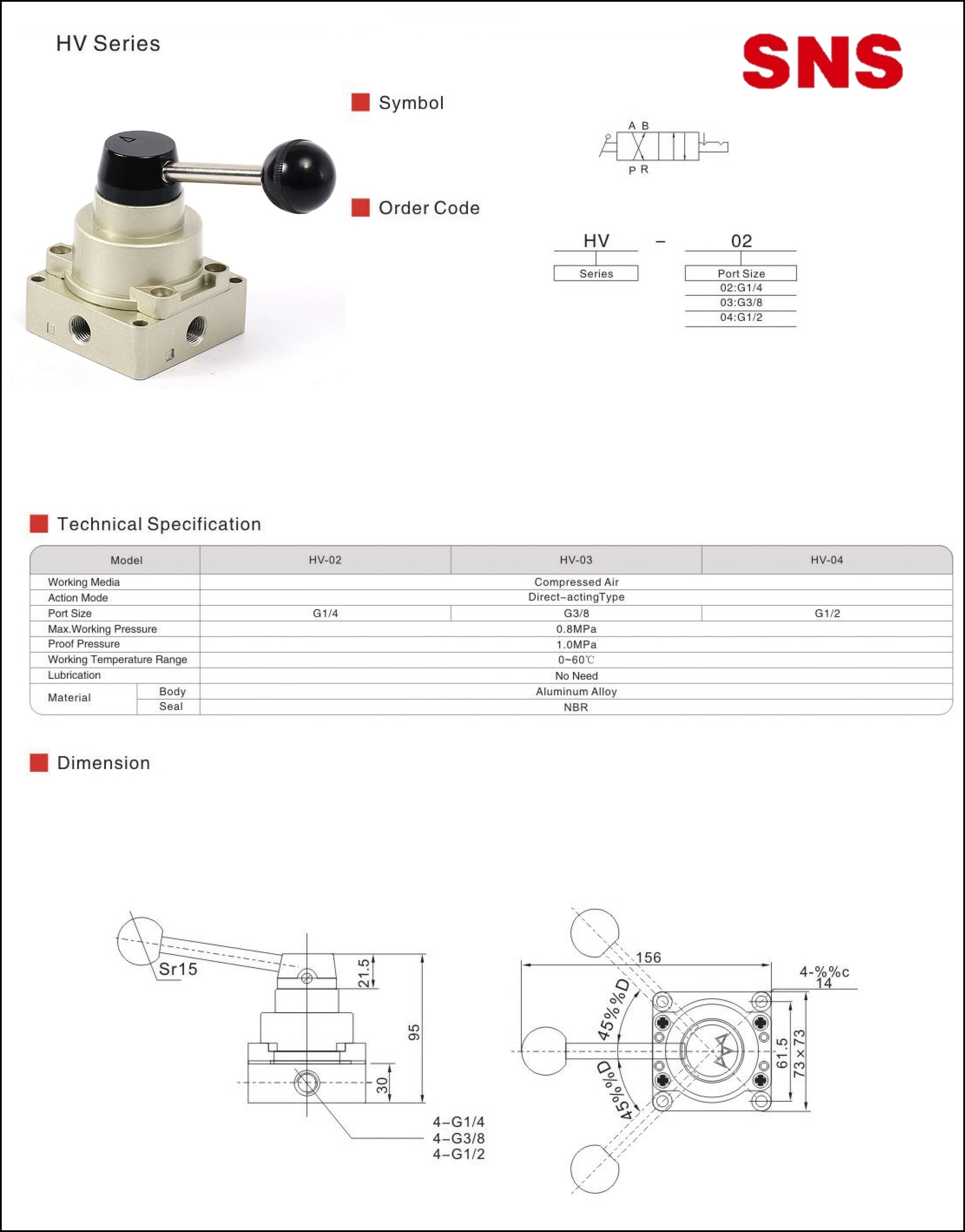 HV แฮนด์วาล์วแบบมือโยกซ้่าย - ขวา เป็นแฮนด์วาล์ มี 4 รูตรงฐาน ใช้มือโยก ...