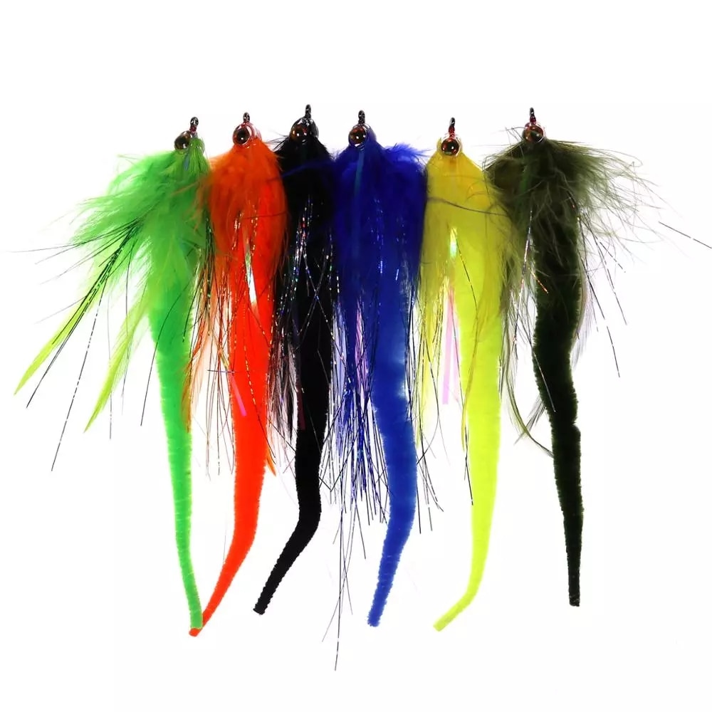 Elllv 1PC/2PCS #2/0 Dragontail Streamers Flies for Bass Muskie Pike ...