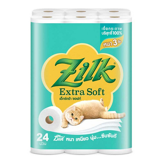 Zilk Extra Soft ซิลค์ เอ็กซ์ตร้า ซอฟท์ กระดาษทิชชูม้วน หนา 3 ชั้น 24 ...