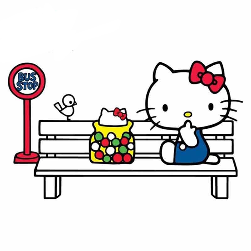 2pcs (สองช) Hello Kitty BUS STOP Cartoon Graphics Car Sticker | สติกเก ...