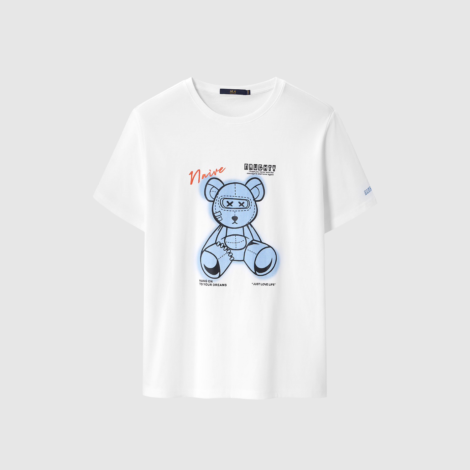 HLA Graphic Printed Cotton Blend Short-sleeved T-shirt เสื้อยืดแขนสั้น ...
