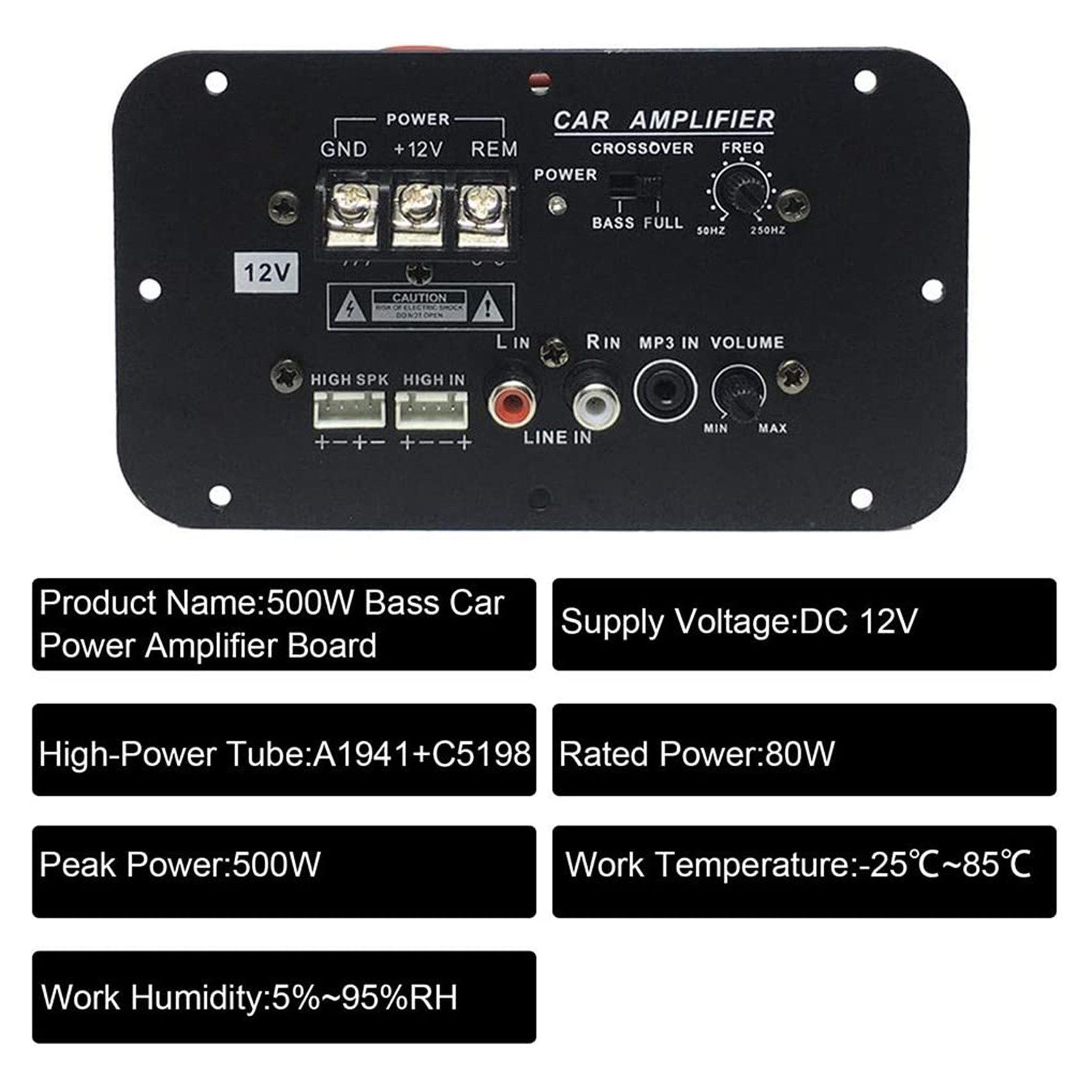 Car Subwoofer Amplifier Board, 500W Subwoofer High Power Hifi Bass ...