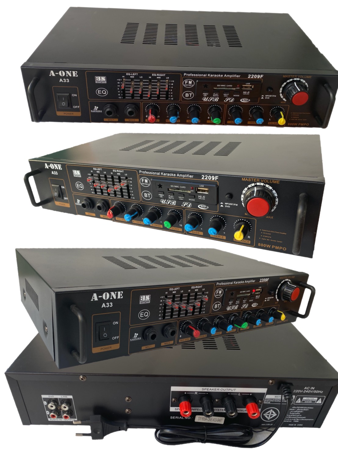 เครื่องขยายเสียงคาราโอเกะ USB MP3 SDCARD DIGITAL SURROUND MODEL AONE A ...