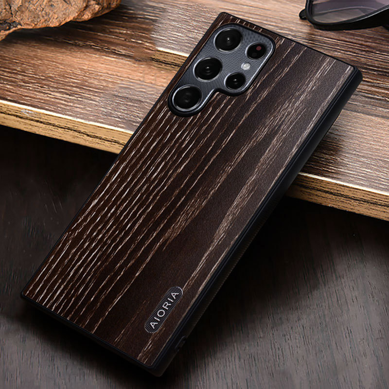 PU Real Wood Case for Samsung Galaxy S22 Ultra S22 Plus S22 5G Cases ...