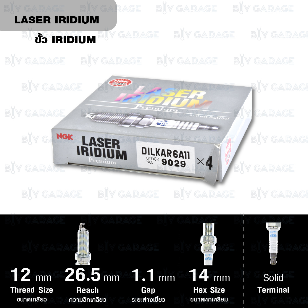 NGK หัวเทียน LASER IRIDIUM DILKAR6A11 3 หัว ใช้สำหรับรถยนต์ Nissan ...