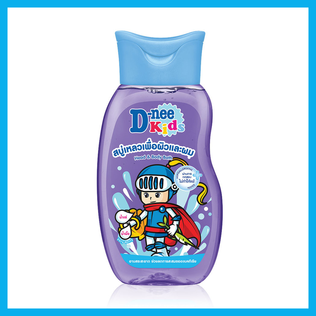 D-nee Kids Head Body Bath Pump 200ml Violet ดีนี่ ผลิตภัณฑ์สบู่เหลวเพื่อผิวและผม กลิ่นแฮปปี้ ...