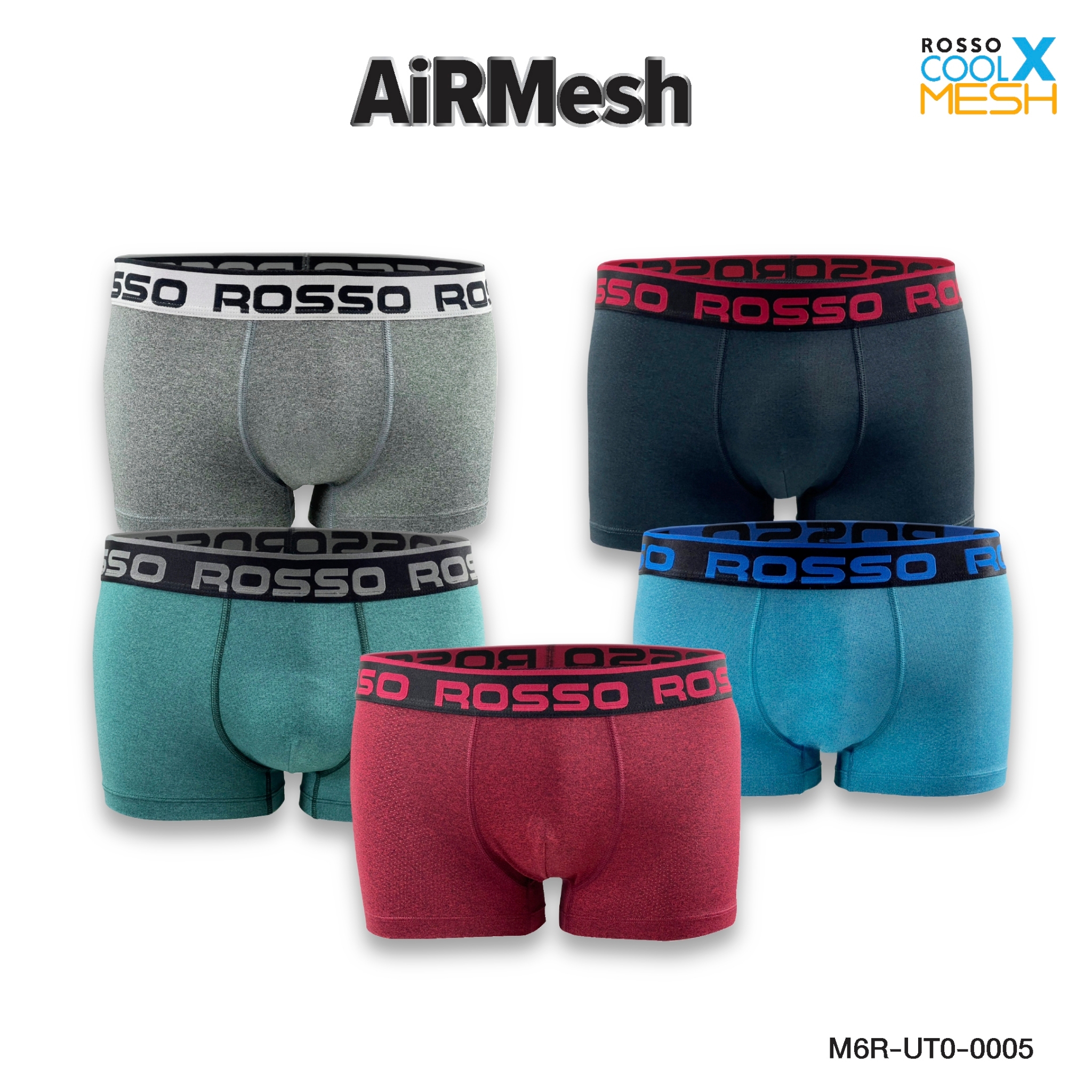ROSSO กางเกงในชาย ทรง Trunk รุ่น AIRMESH ผ้า Space Dyed Mesh รหัส UT0-0005 (แพ็ค 6 ตัว) - ROSSO ...
