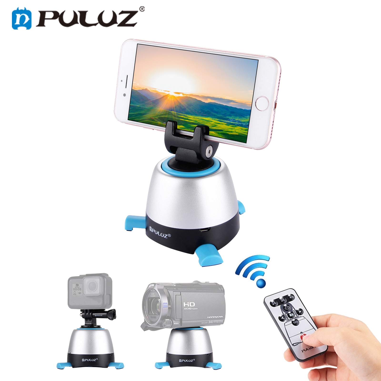 PULUZ Electronic 360 Degree Rotation Panoramic Tripod Head Round Tray ...