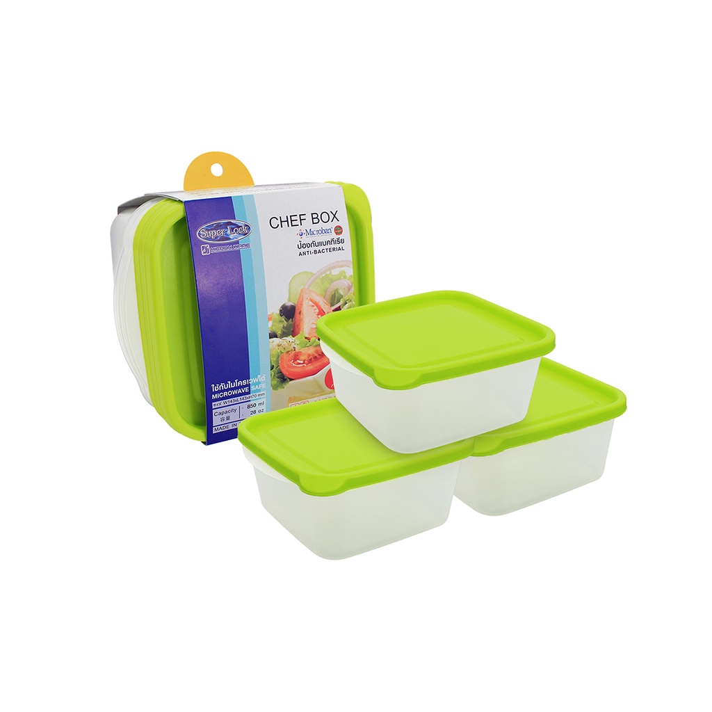 แพ็ก 6 กล่อง 12 ชิ้น Super Lock กล่องใส่อาหาร Chef Box ทรงสี่เหลี่ยม รวม 12 ชิ้น รุ่น 6052 850 ...
