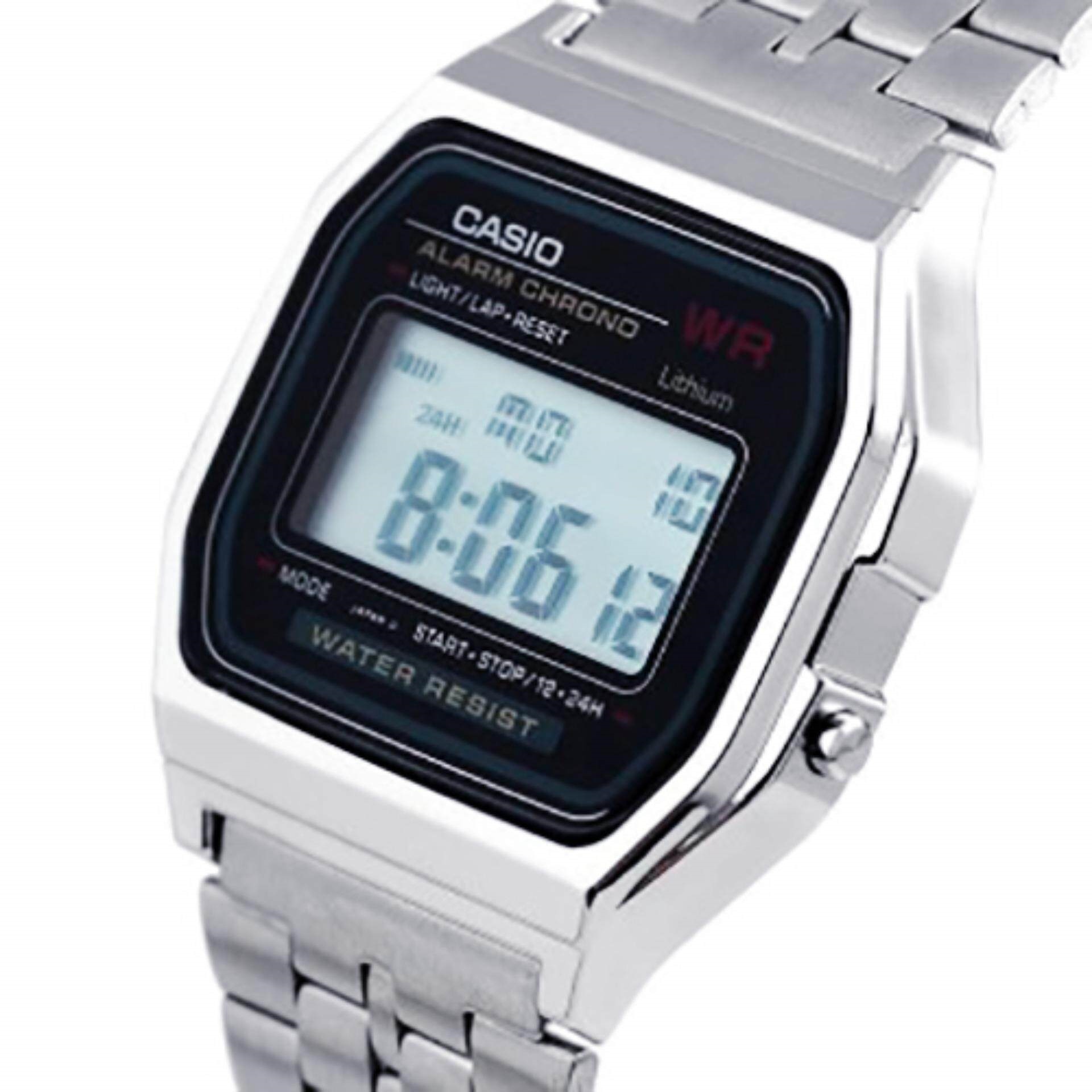 Casio Digital นาฬิกาข้อมือ สีเงิน สายสแตนเลส รุ่น A159WA-N1 ของแท้ ...