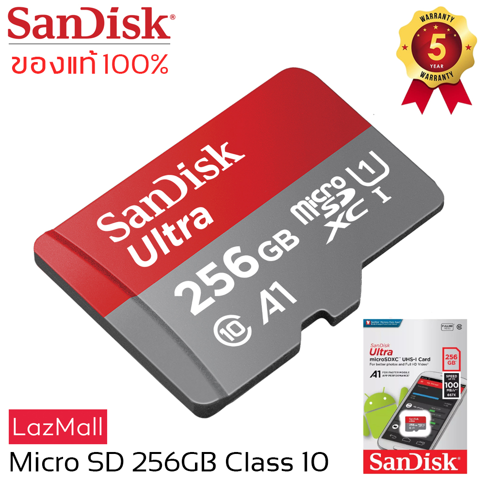Sandisk MicroSD Ultra Class 10 80-120MB SD 16-256GB ของแท้รับประกัน 5ปี ...