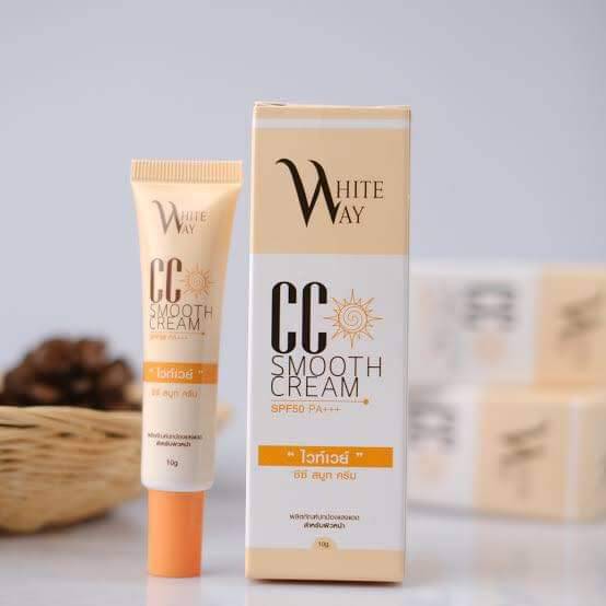 ( 1 กล่อง )White way CC smooth cream SPF50 PA ไวท์เวย์ ซีซี สมูทครีม 10 ...