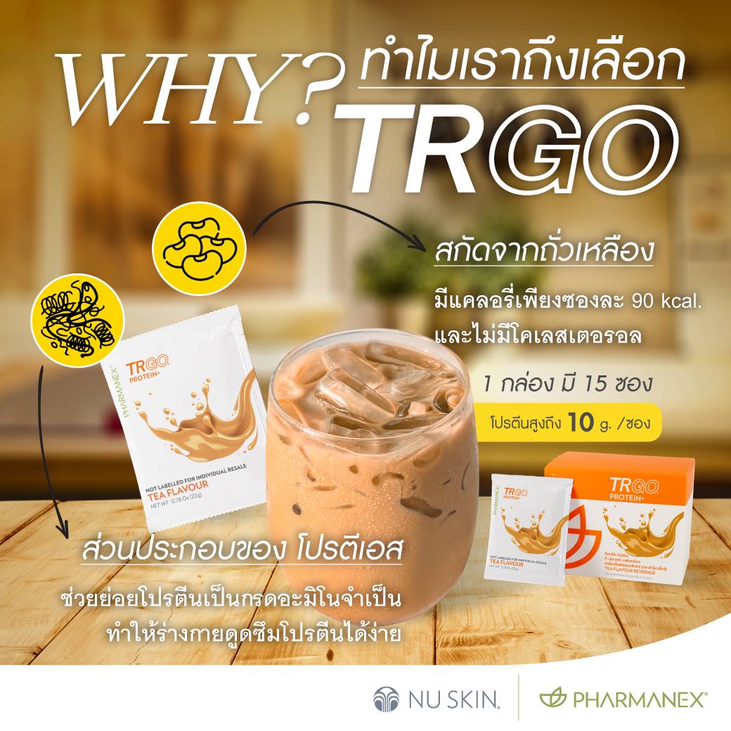 Nuskin TRGO Protein ทีอาร์โก โปรตีน รสชานม ไข่มุก 1 กล่อง 15 ซอง ...