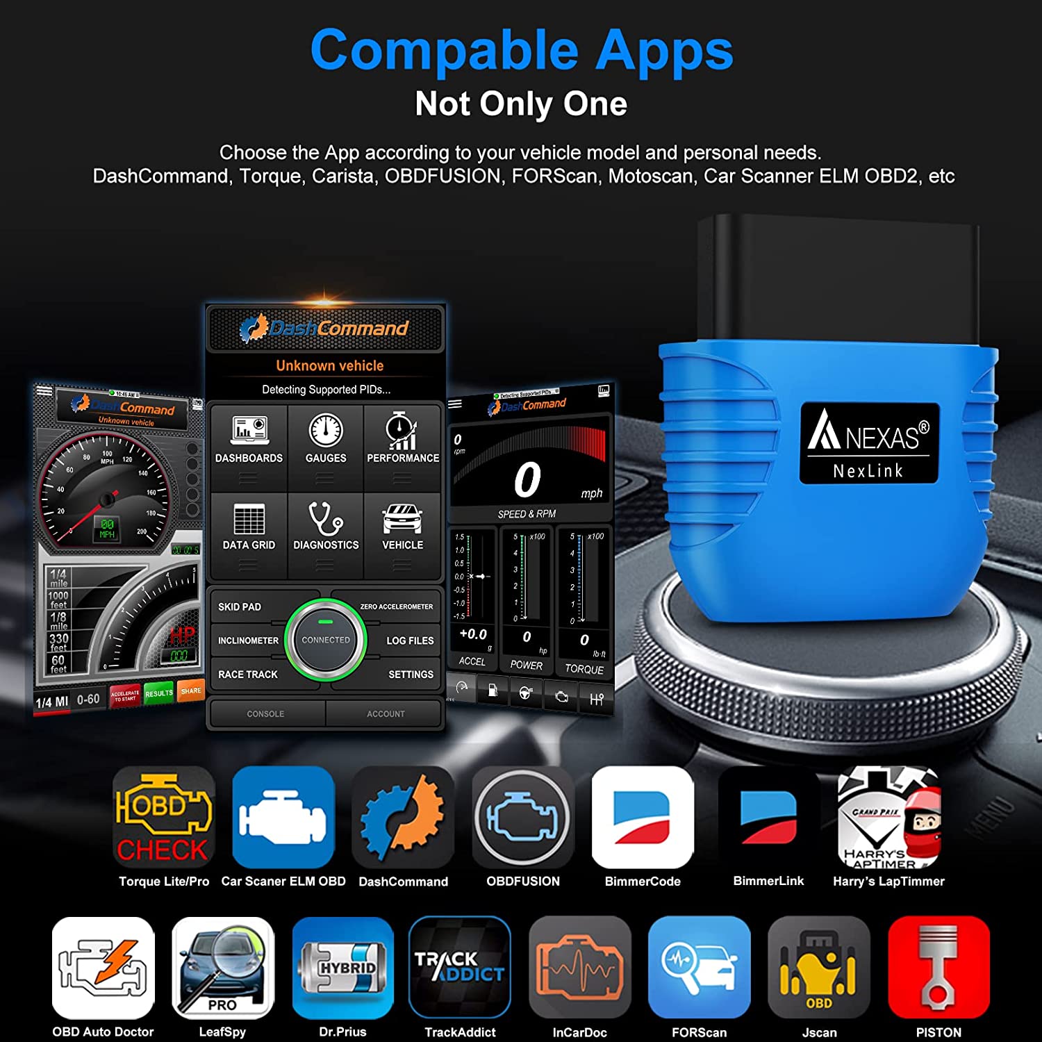 NEXAS Nexlink Bluetooth 5.0 OBD2 Scanner Code Reader Car Diagnostic ...