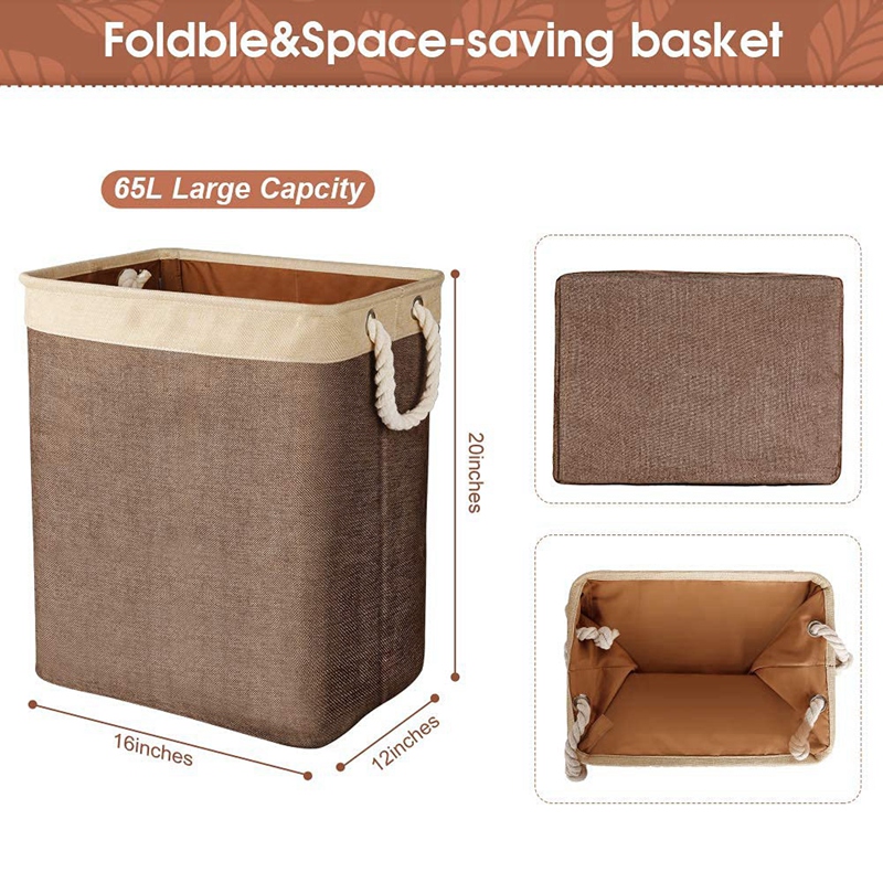 Laundry Basket with Handles 2 Pack, Collapsible Linen Laundry Hampers ...