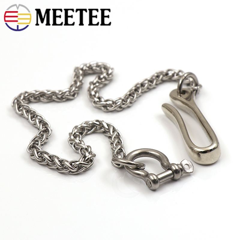 2021Meetee 1pc 30404555cm Stainless Steel Pants Chain Key Hang Buckles Men Trousers Jeans Wallet ...
