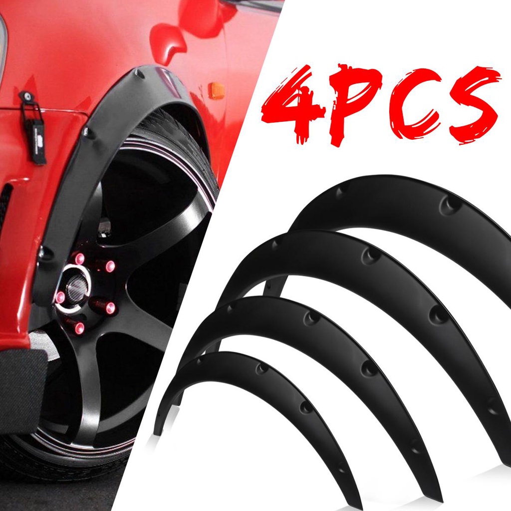 4PCS Universal Car Wheel Fender Flares โพลียูรีเทนสีดำที่ยืดหยุ่น แต่ทน ...