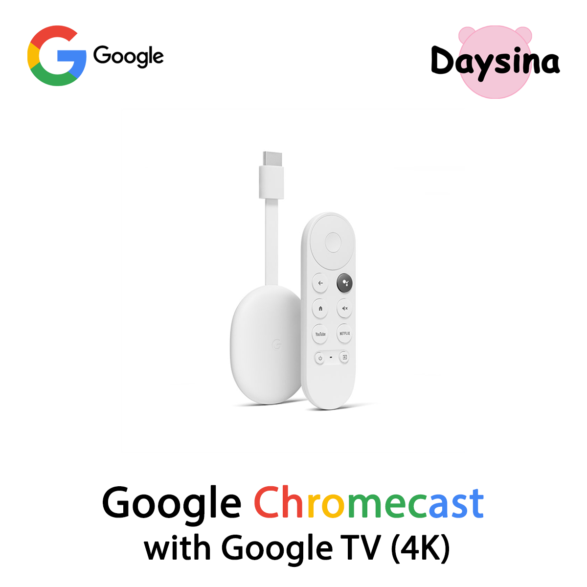 Google Chromecast with Google TV 4K White GA01919-US (Snow) [ อุปกรณ์สต ...