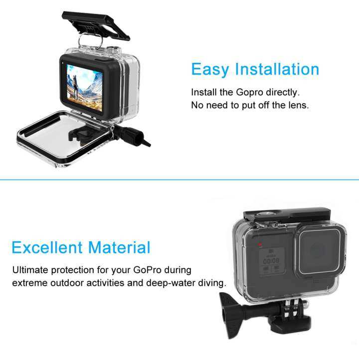 60m Waterproof Case for GoPro Hero 8 Black Underwater Dive Housing Protective Diving Cover Mount ...