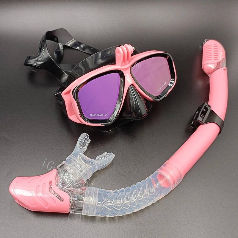 Mirror Lens Snorkel Set With Gopro Mount Diving Masks Snorkeling Set ...