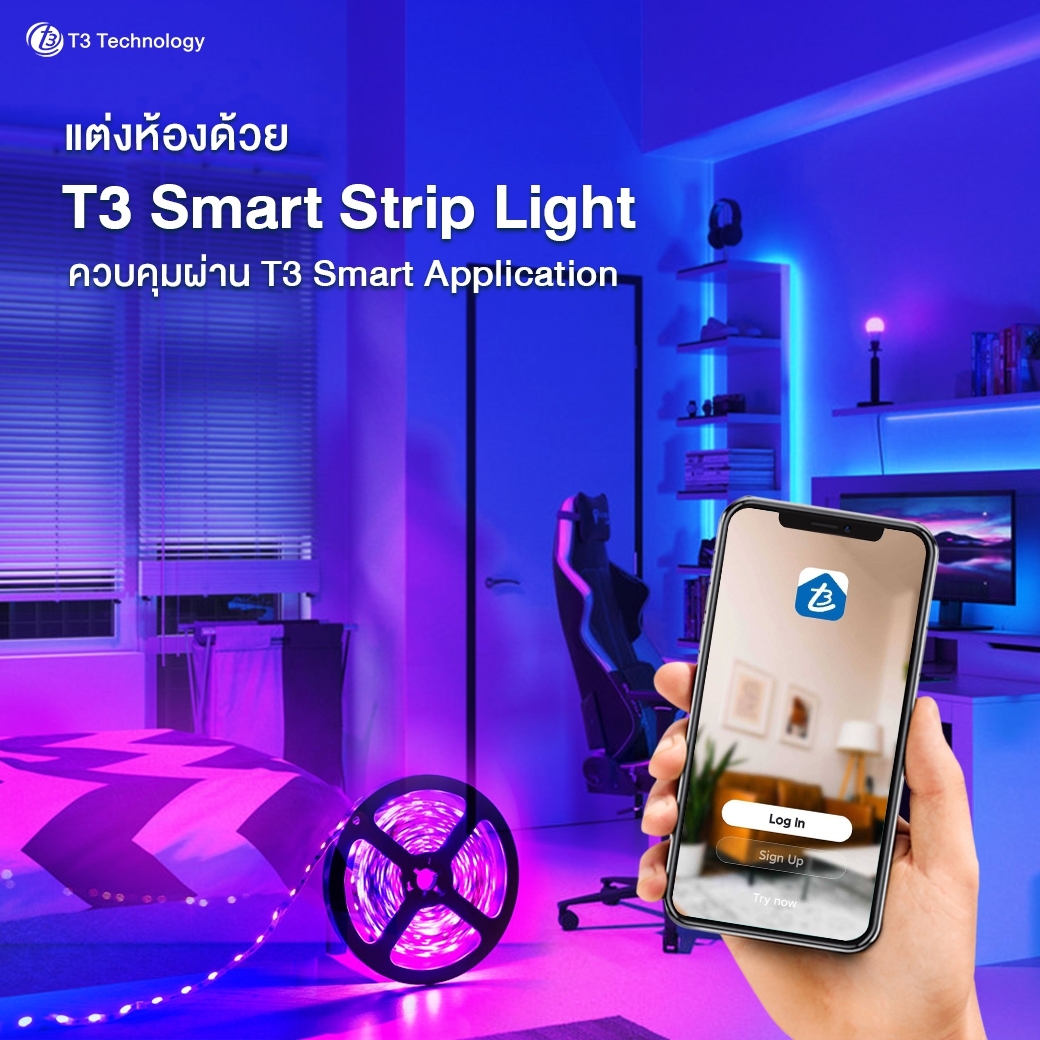 T3 Smart Strip Light ไฟเส้น LED ไฟเส้นปรับได้มากถึง 16 ล้านสี อัจฉริยะ ...