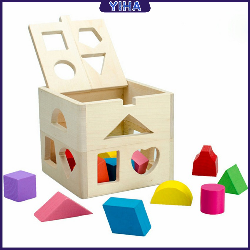 Yiha บล๊อคของเล่นไม้ 13 รช่อง ทรงเลขาคณิต เกมสมอง เสริมพัฒนาการเด็ก ...