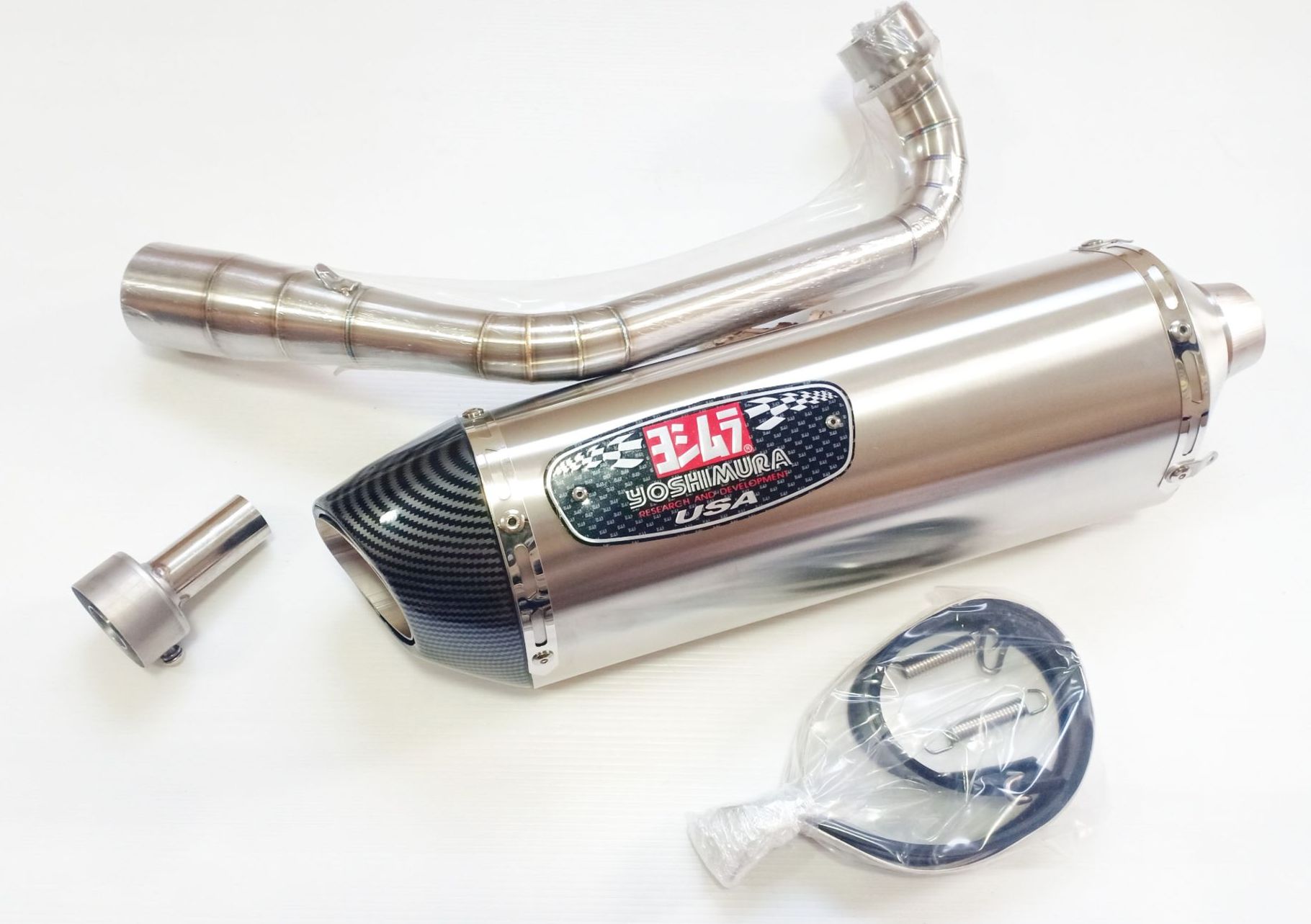 ท่อ XMAX300 ชุดท่อ Xmax300+ปลายท่อโยชิ R77 สีเงินปากเคฟล่า | Lazada.co.th