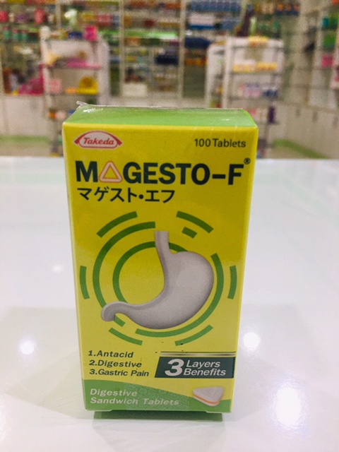 Magesto-F เม็ดสามเหลี่ยม ลดกรด แก้ปวดท้อง แก้จุกเสียด แน่นท้อง อาหารไม่ ...
