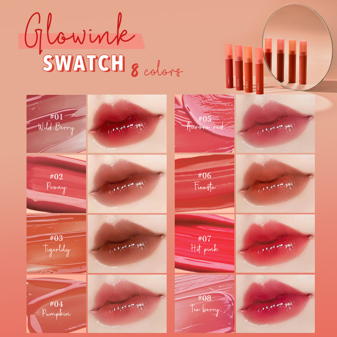 Merrezca Glow Ink Color Lip Tint ลิปสัมผัสนุ่มที่มีเนื้อกึ่งกลอสและกึ่ง ...